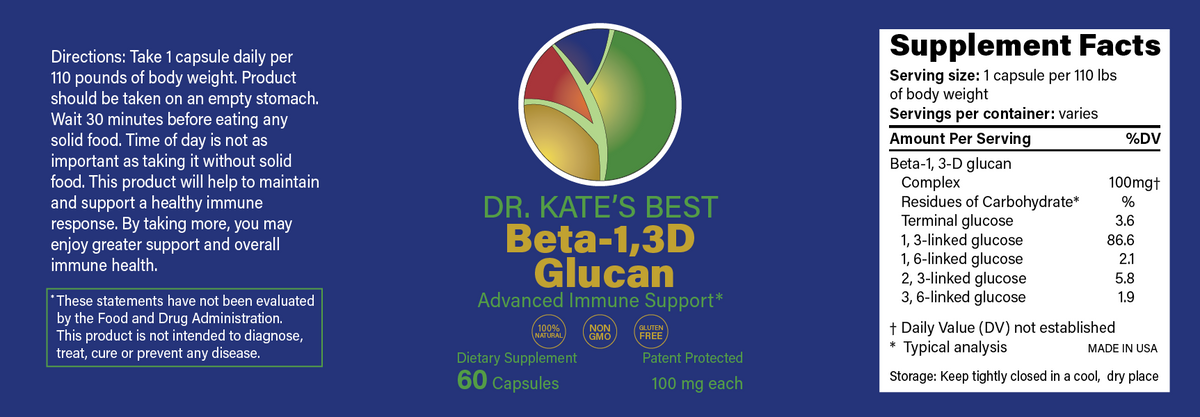 Dr. Kate's Best Beta-1, 3D Glucan (Children's Formula) - 100mg – Dr ...